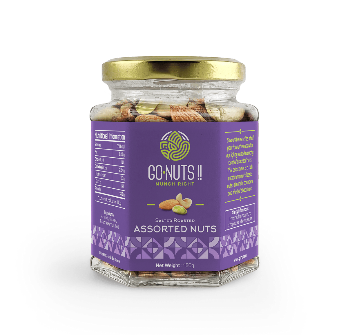Buy Salted Roasted Assorted Nuts - Mix of Roasted Almonds, Cashews and ...